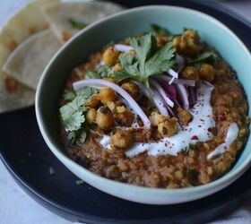 Red Lentil Dhal With Crispy Chickpeas, Pickled Red Onion, and Yoghurt ...